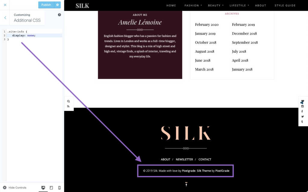 How To Remove The Mention From The Footer Silk WordPress Theme